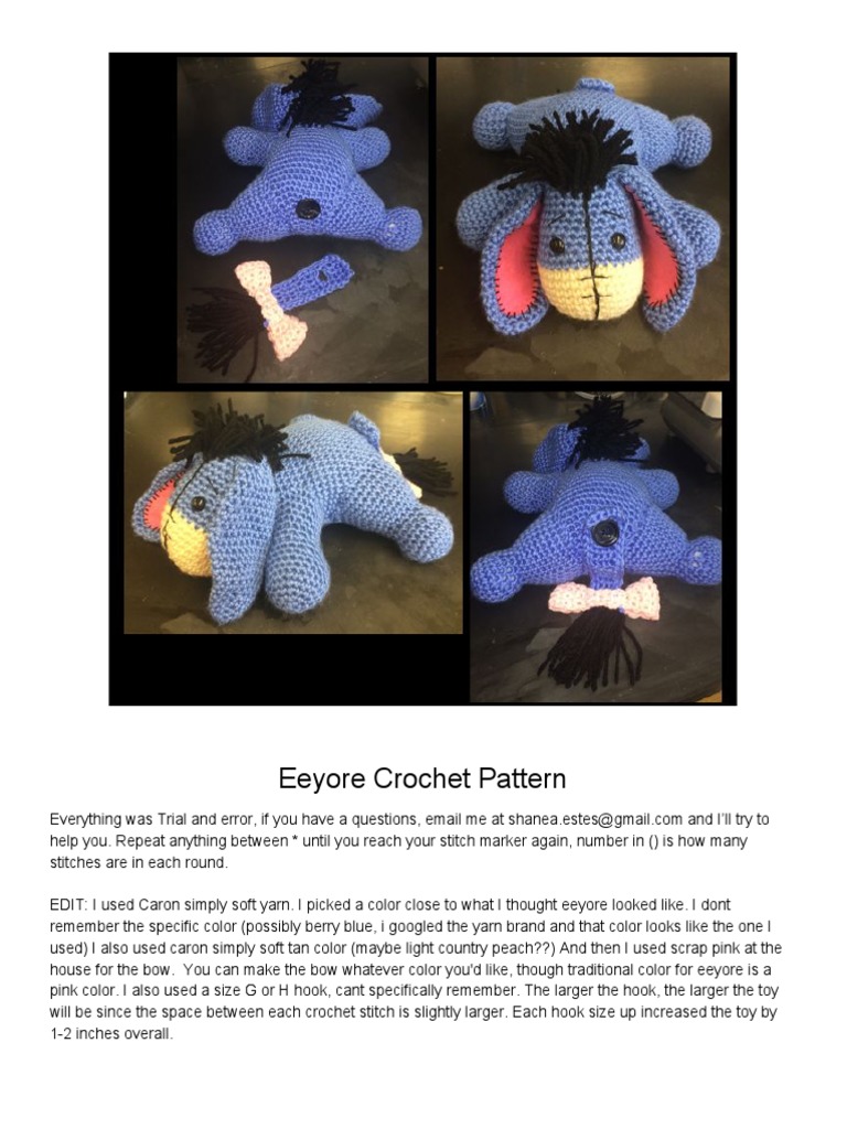 Eeyore Crochet Pattern | PDF | Crochet | Embroidery