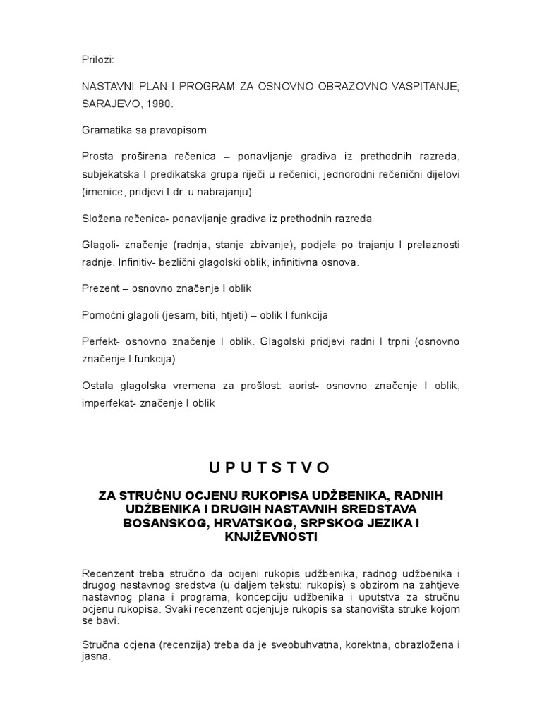 Uputstvo Za Stručnu Ocjenu Rukopisa - Bosanski, Hrvatski, Srpski Jezik I Knji++evnost Final-1 | PDF
