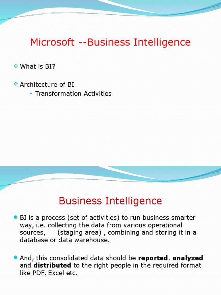 Microsoft Business Intelligence | PDF