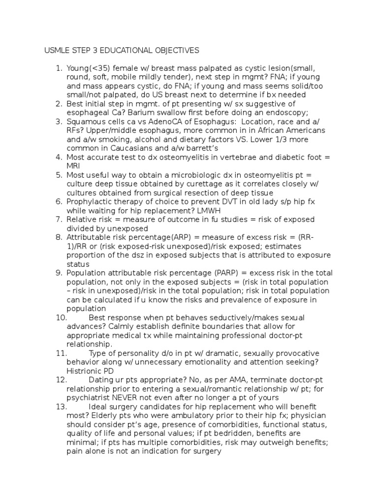 Uworld Step 3 Educational Objectives | PDF | Thrombosis | Esophagus