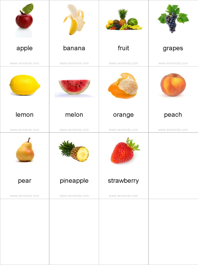 Flashcards Fruits Pinyin