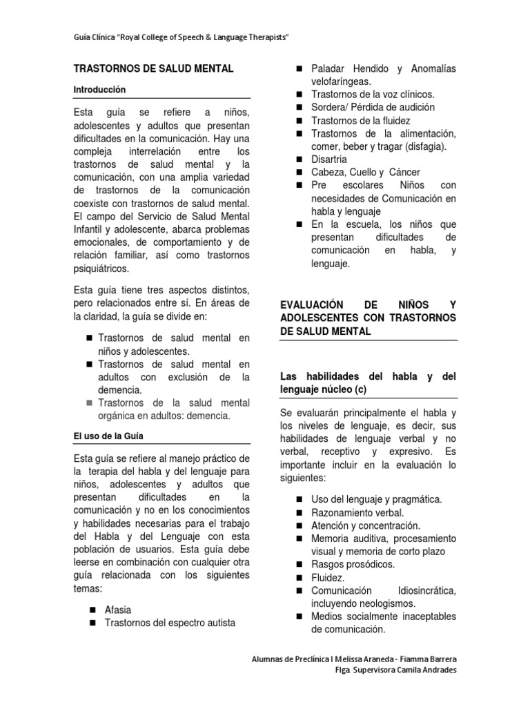 Guía Clínica RCSL-T Salud Mental PDF | PDF | Salud mental | Patología ...