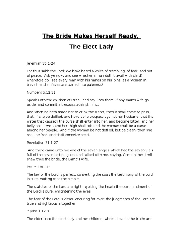 The Bride, Elect Lady | PDF | Thou | Jeremiah