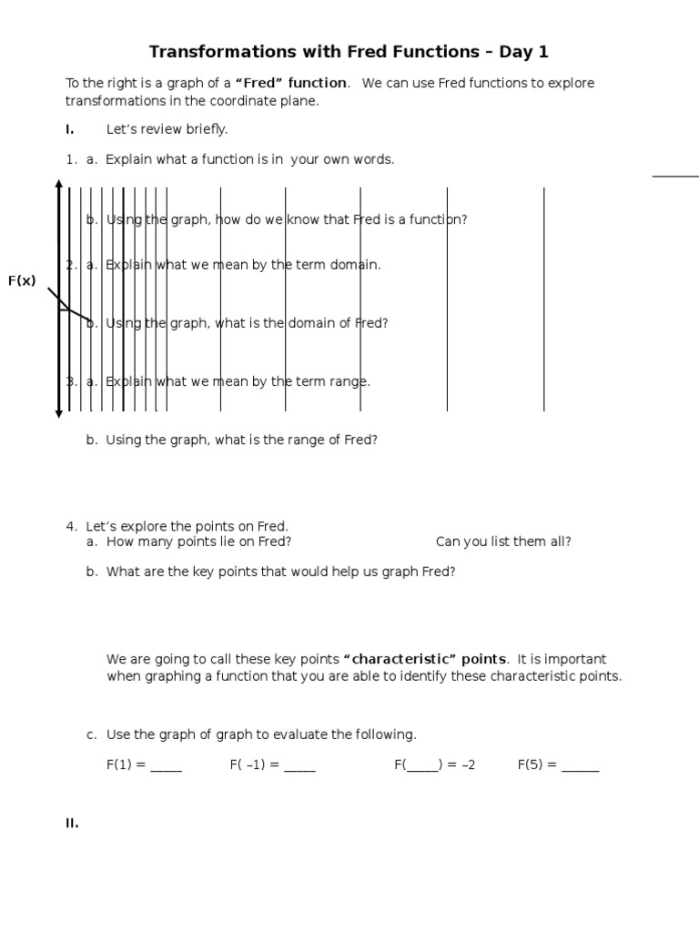 Day 1 CN - Transformations With Fred Functions | PDF | Function (Mathematics) | Functions And ...