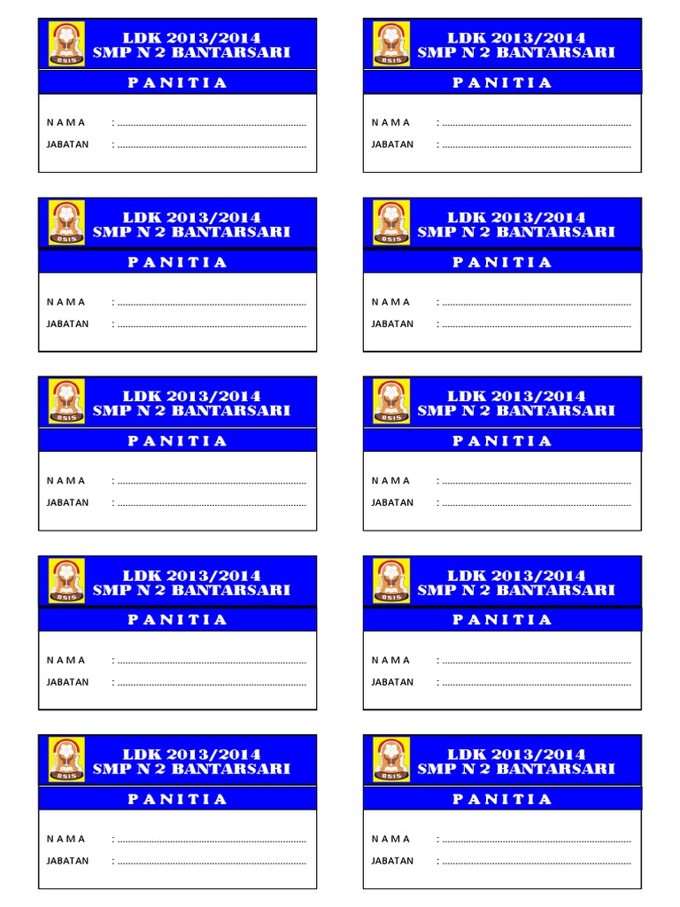Name Tag LDK Panitia | PDF