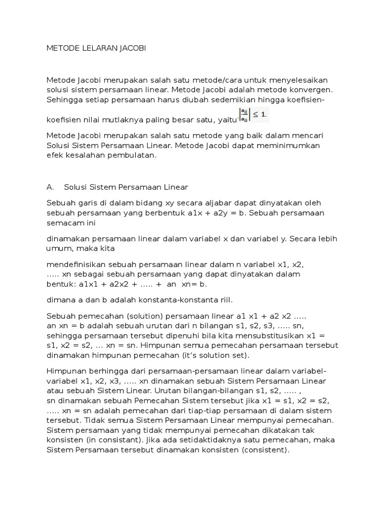 Metode Lelaran Jacobi | PDF