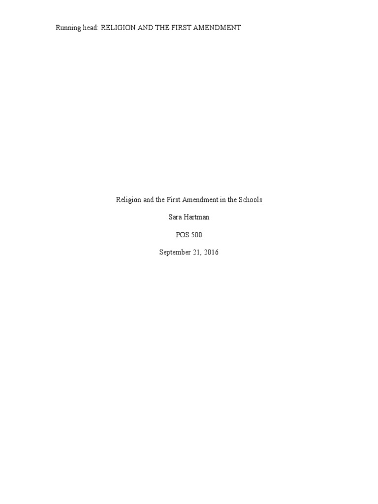 First Amendment and Religion Paper | PDF | First Amendment To The ...