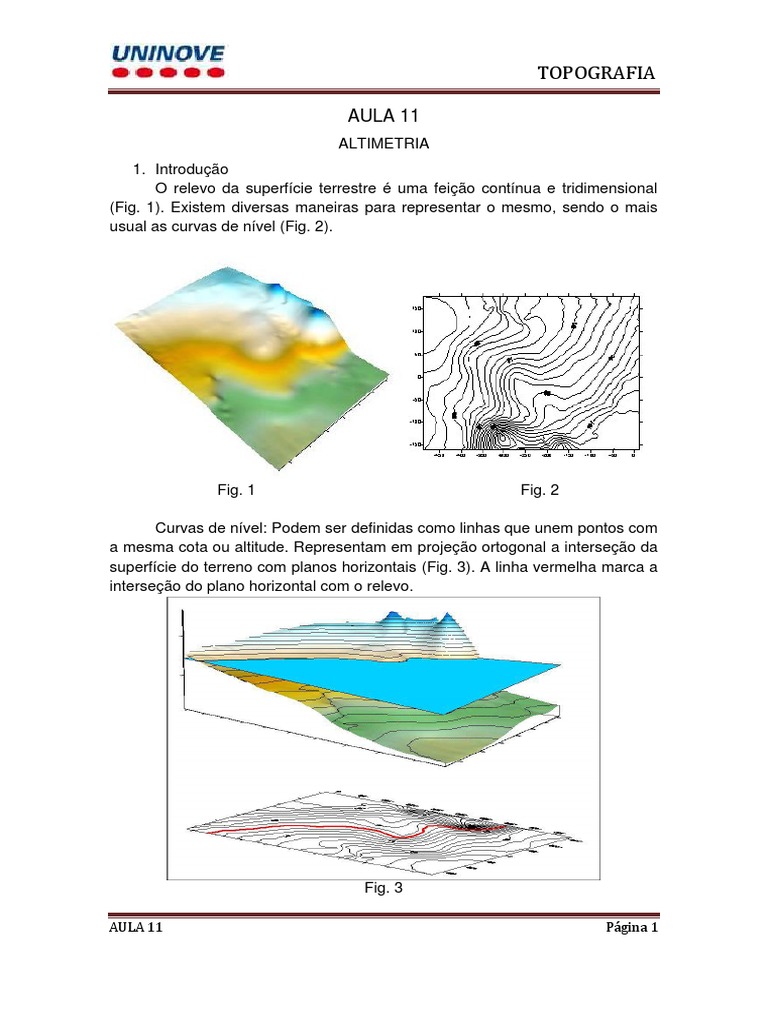 Altimetria Uninove PDF | PDF | Curva de nível | Topografia
