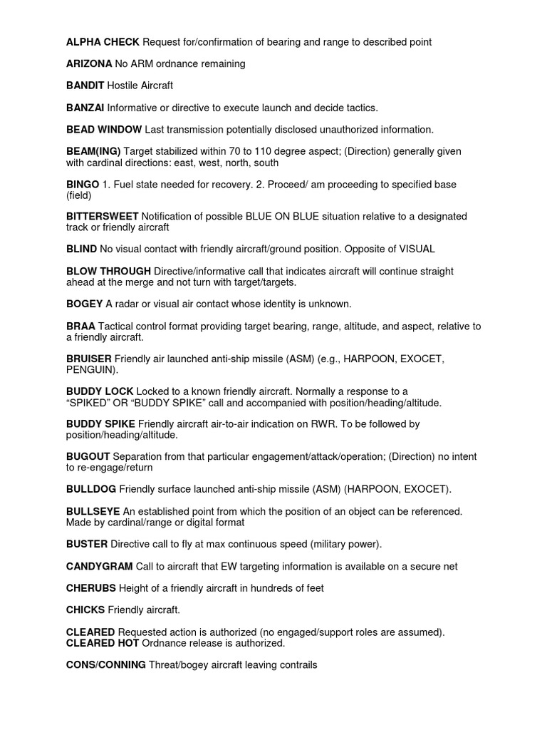 NATO Brevity Codes For DCS | PDF | Aircraft | Aviation