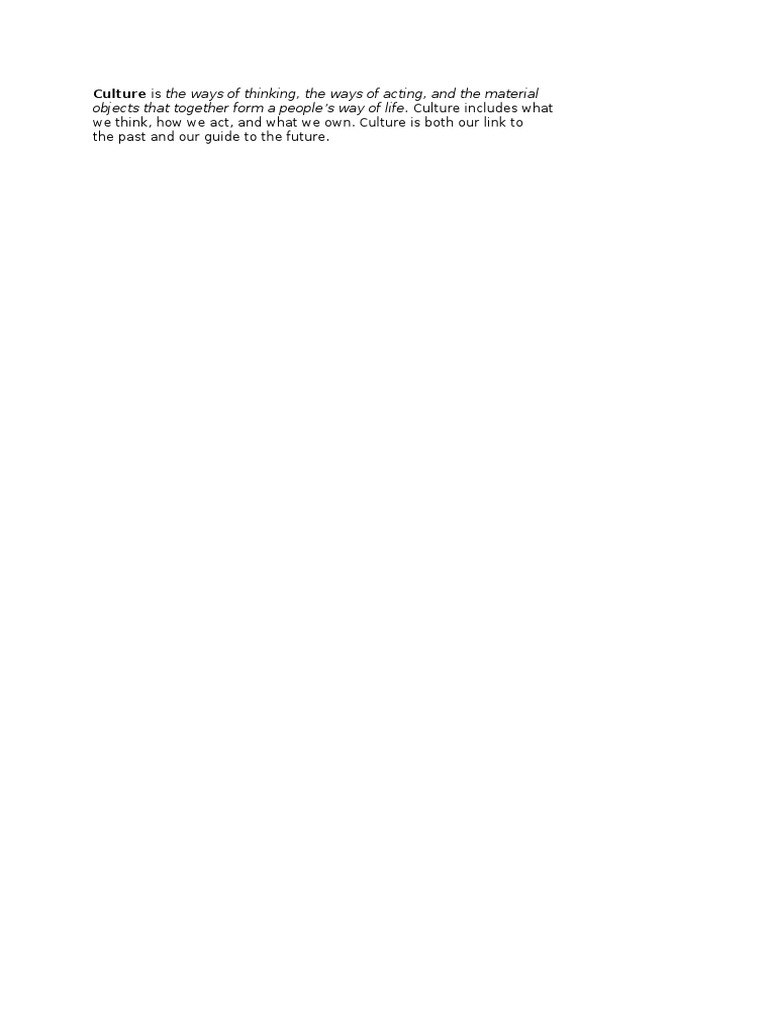 Understanding Culture: Definition and Impact | PDF