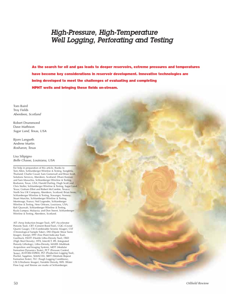 High-Pressure, High-Temperature Well Logging, Perforating and Testing ...