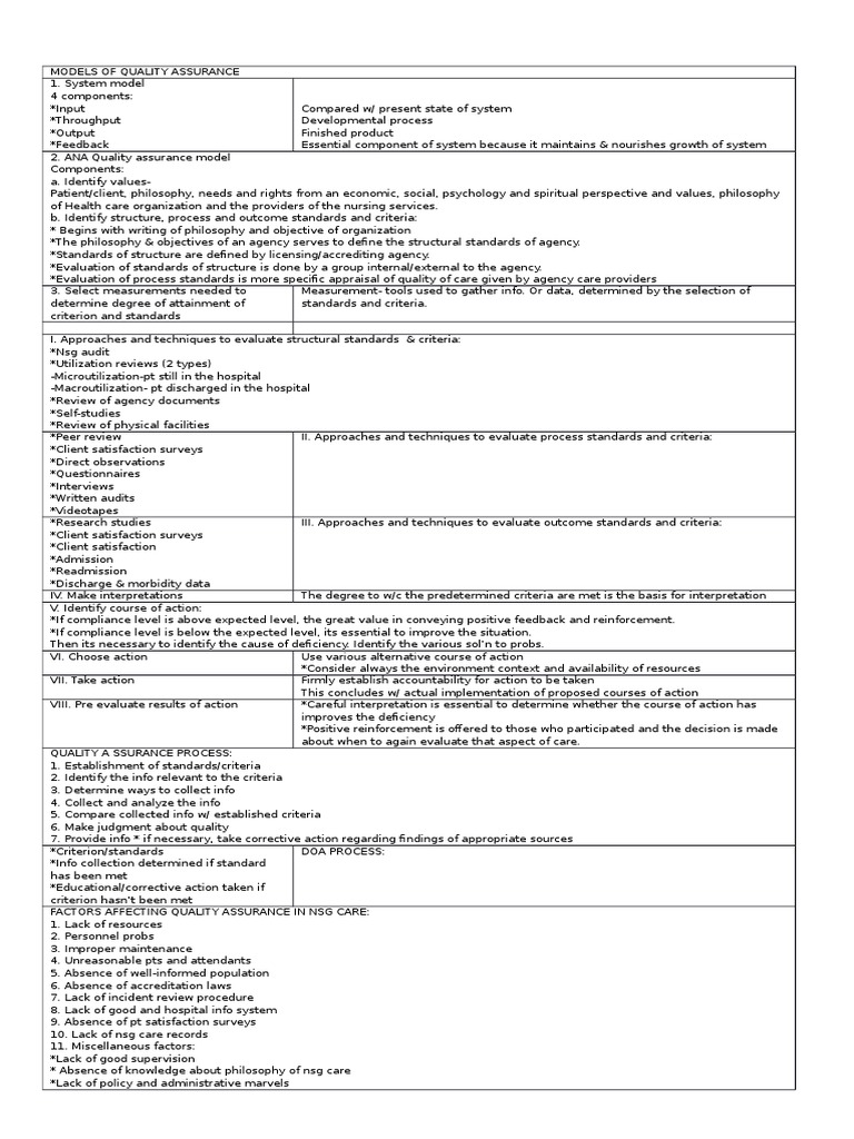 Models of Quality Assurance | PDF | Quality Assurance | Evaluation