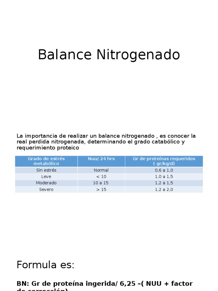 Balance Nitrogenado | PDF