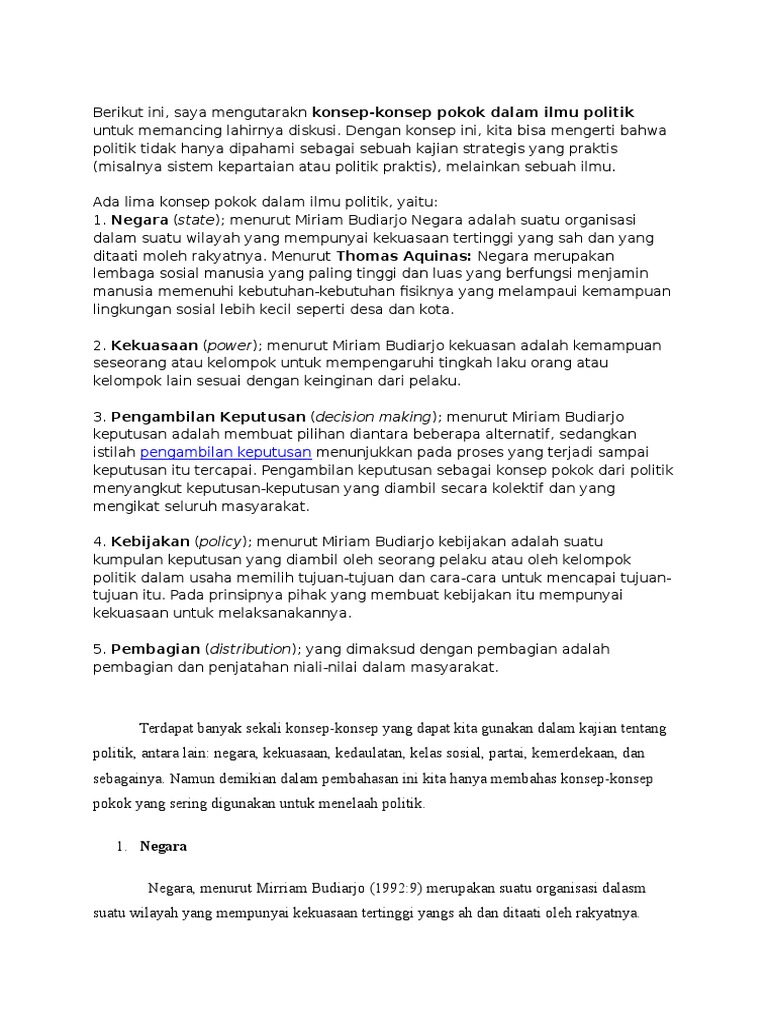 Konsep-Konsep Dasar Ilmu Politik | PDF