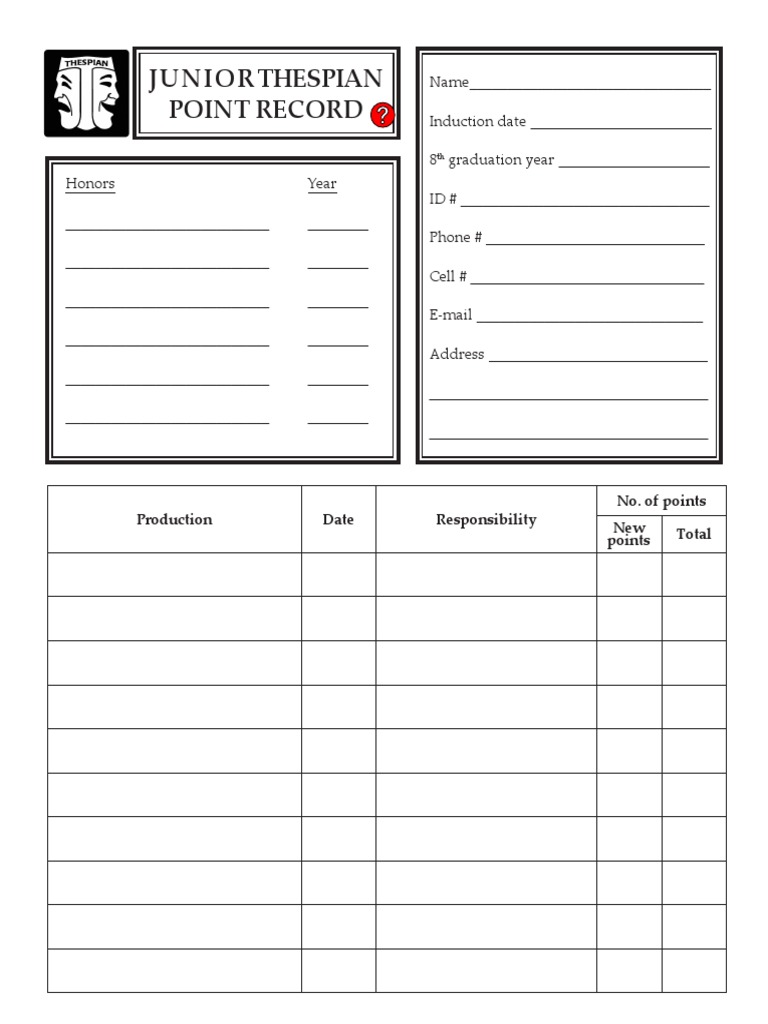 Point Record Sheet JR Thespian | PDF