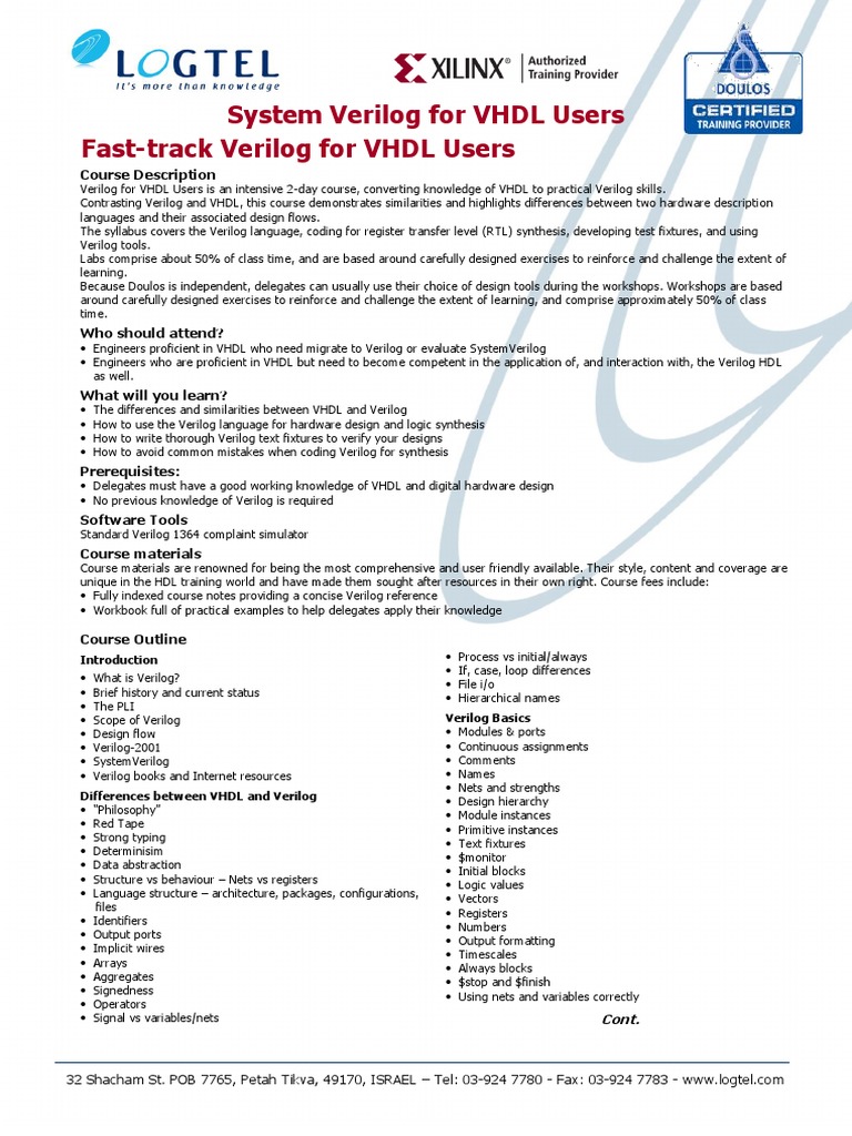 System Verilog For VHDL Users | PDF | Vhdl | Hardware Description Language System Verilog For VHDL Users | PDF | Vhdl | Hardware Description Language
