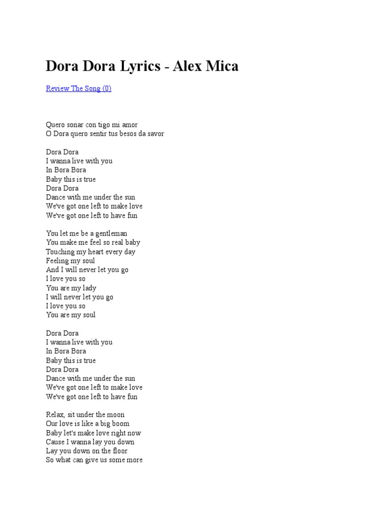Dora Dora Lyrics | PDF | Poetry