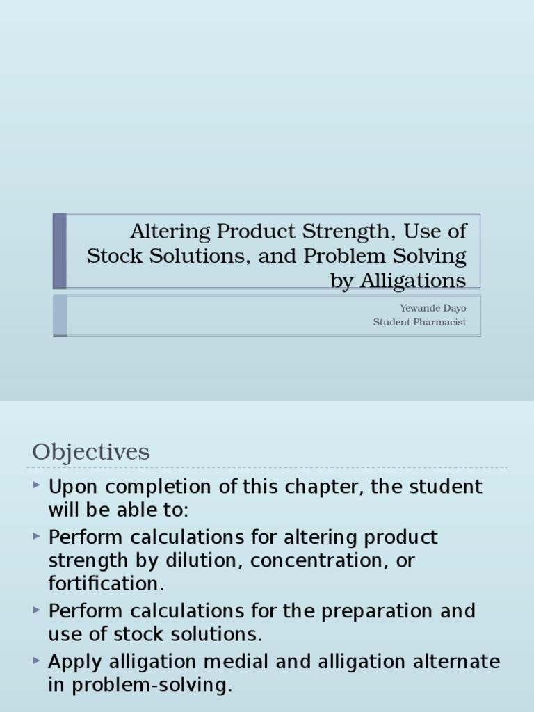 Altering Product Strength | PDF | Mass Concentration (Chemistry ...