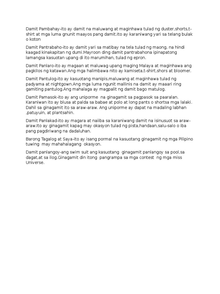 Damit Pambahay | PDF