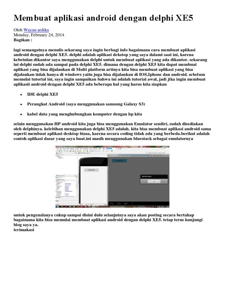 Membuat Aplikasi Android Dengan Delphi XE5 | PDF