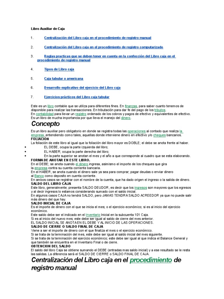 Libro Auxiliar de Caja | Cheque | Contabilidad | Prueba gratuita de 30 ...