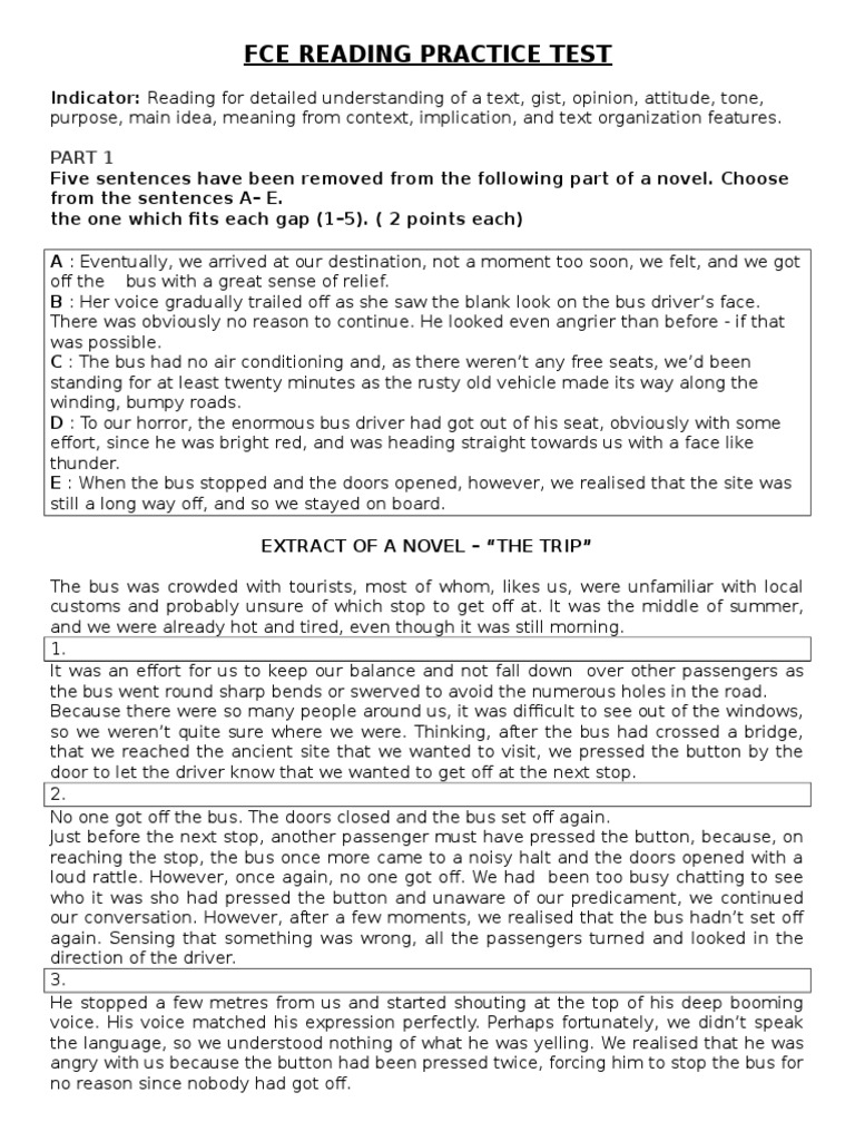 Reading Comprehension - Missing Paragraphs | PDF | Bus