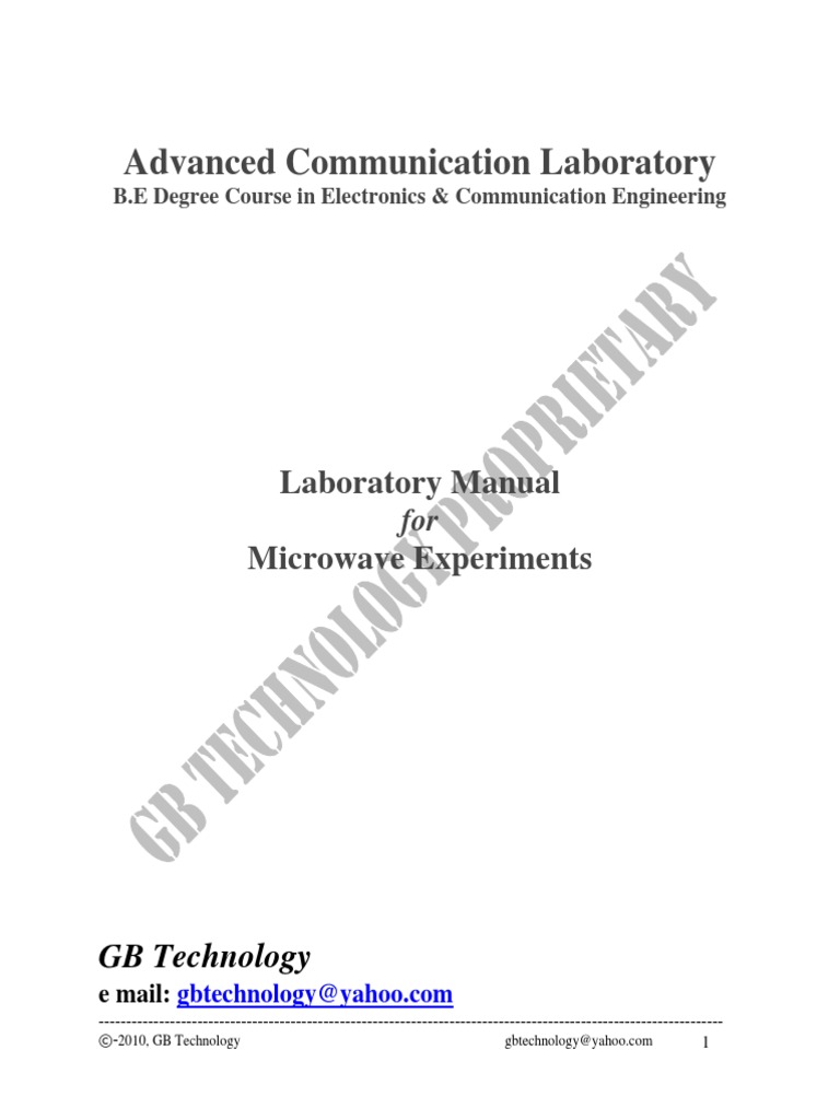 Advanced Communication Laboratory: Laboratory Manual Microwave ...