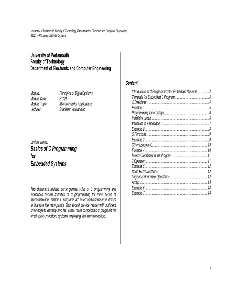 Embedded C Programming PDF | PDF | Subroutine | C (Programming Language) Embedded C Programming PDF | PDF | Subroutine | C (Programming Language)