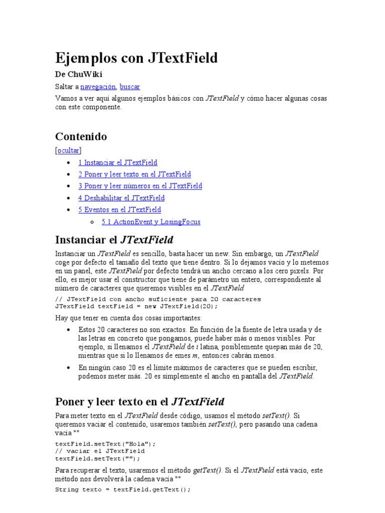 Ejemplos Con JTextField | PDF | Ventana (informática) | Áreas de ...