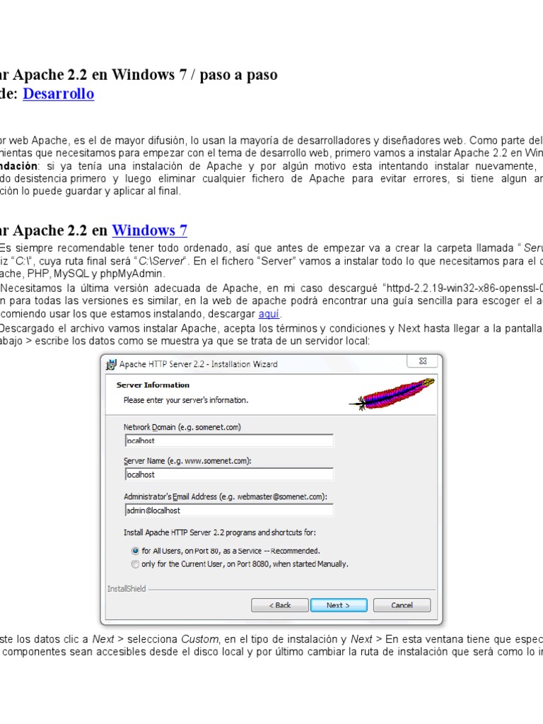 Instalar Apache Php Mysql Phpmyadmin Pdf Servidor Apache Mi Sql