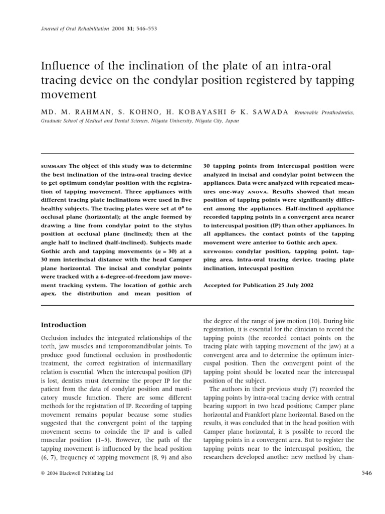 Gothic Arch Tracing PDF | PDF | Mouth | Dentistry
