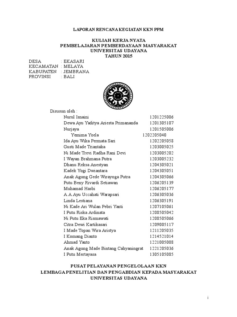 Contoh Proposal KKN UNUD | PDF