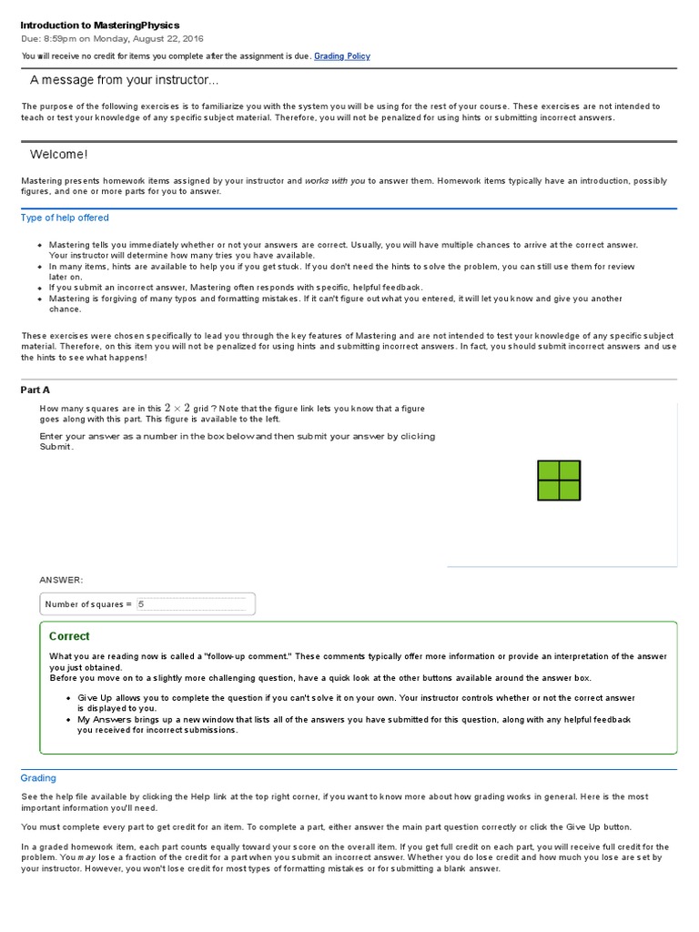 Introduction To Masteringphysics Pdf Multiple Choice Multiplication