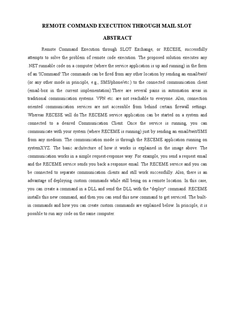 Remote Command Execution Through Mail Slot | PDF