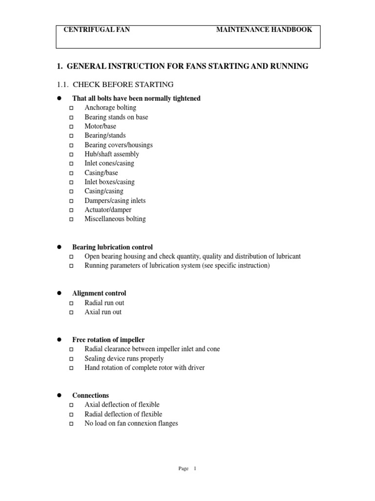 Fans and Blower Maintenance Handbook | PDF | Mechanical Fan | Bearing ...