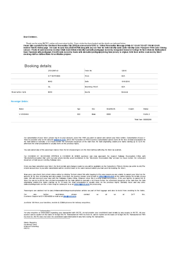 Train Tick | PDF | Identity Document | Ticket (Admission)