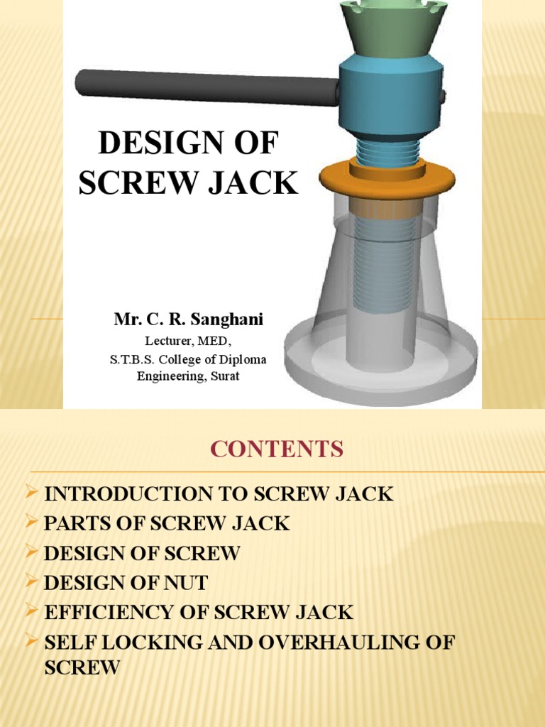 Design of Screw Jack | PDF | Screw | Buckling