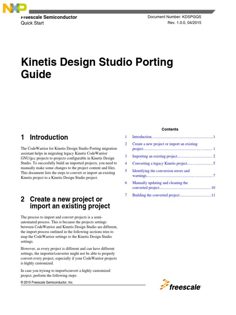 Kinetis Design Studio Porting Guide: Quick Start | PDF | C (Programming ...