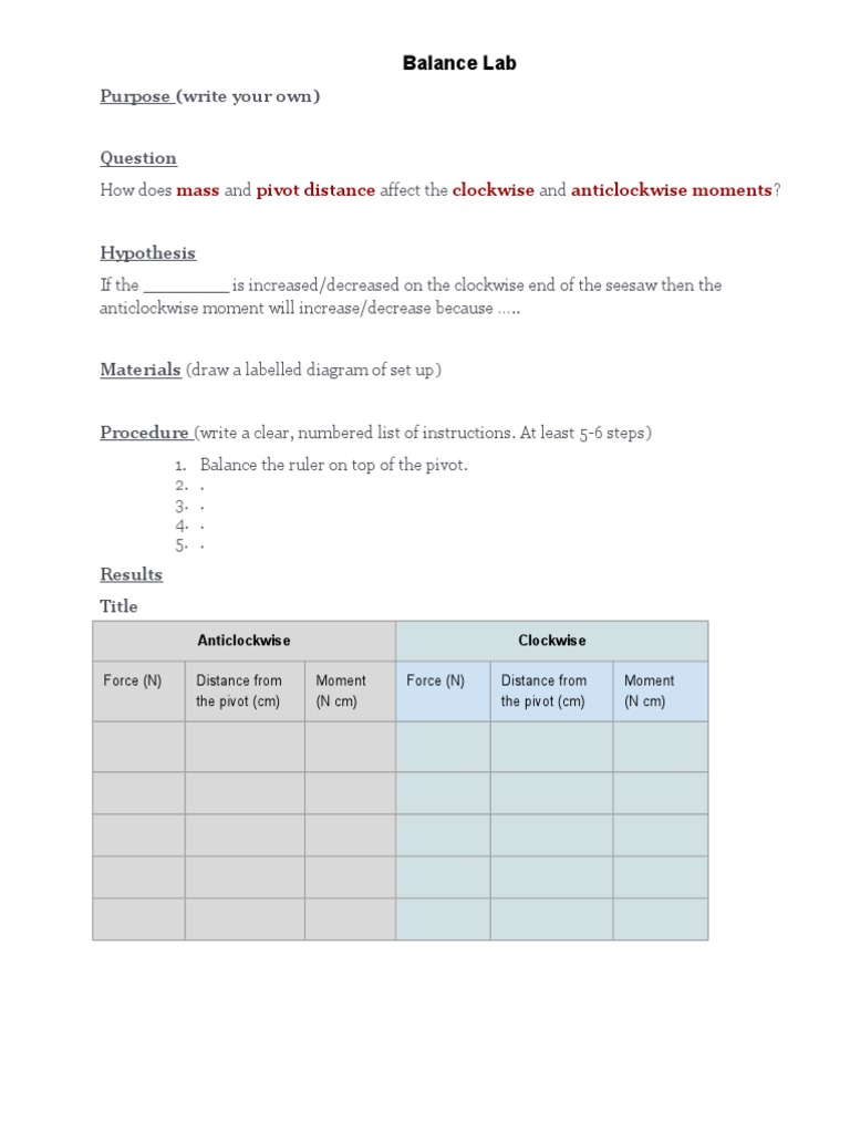 Mass Pivot Distance Clockwise Anticlockwise Moments: How Does Affect ...