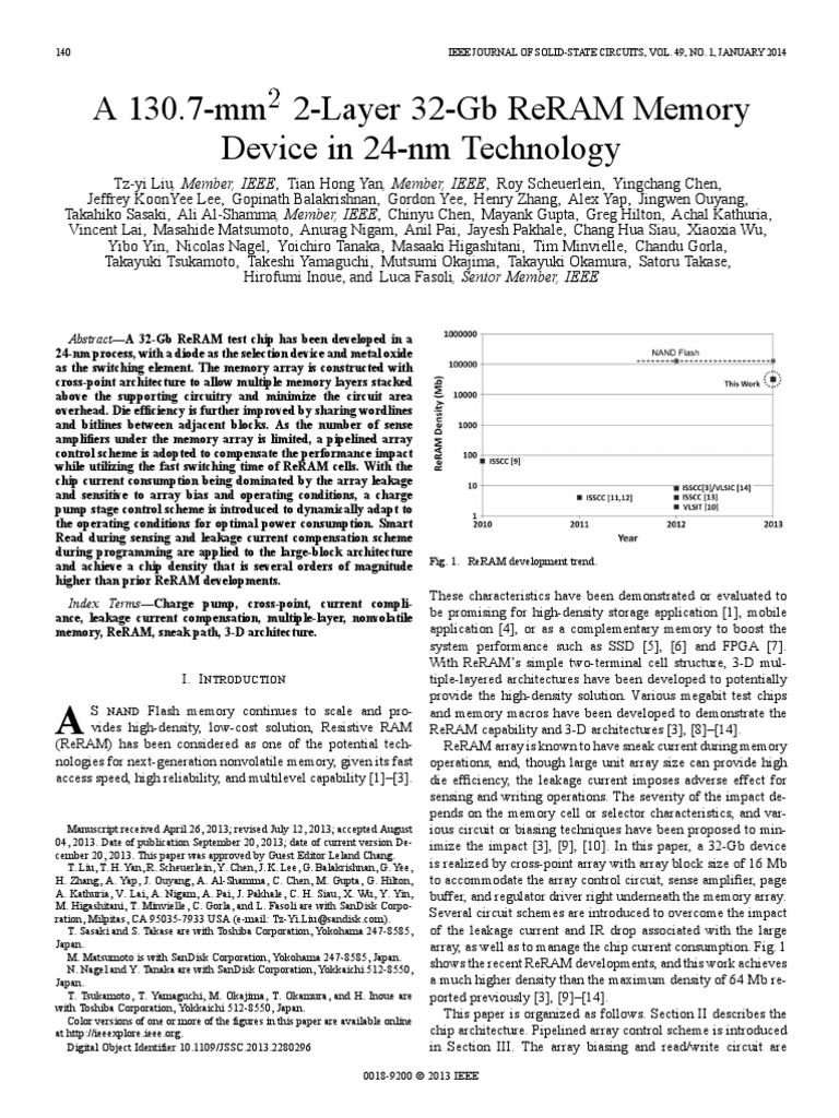 A 130.7-mm 2-Layer 32-Gb ReRAM Memory Device in 24-nm Technology PDF ...