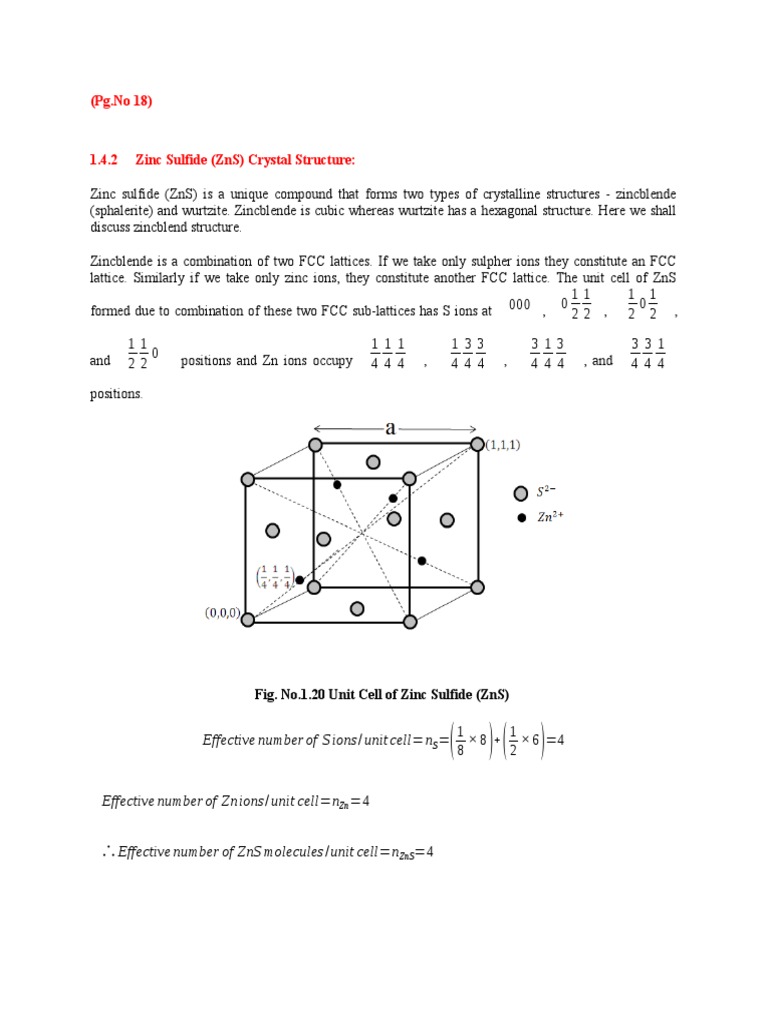 ZnS.docx | Crystal Structure | Zinc