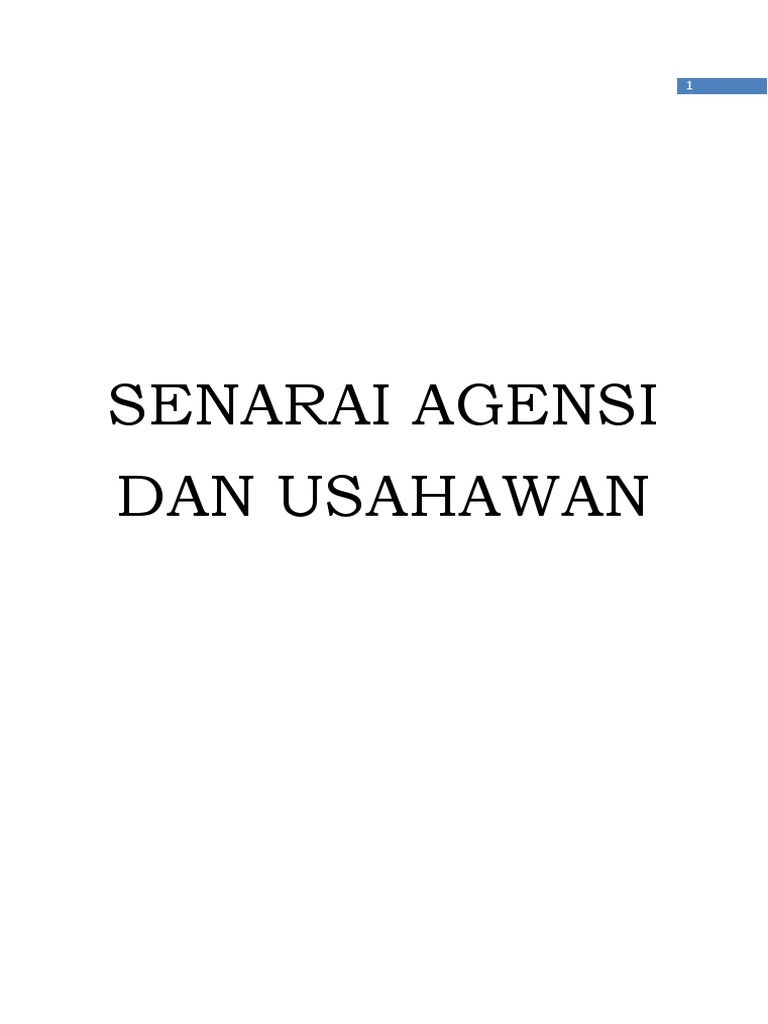 Senarai Agensi Dan Usahawan | PDF
