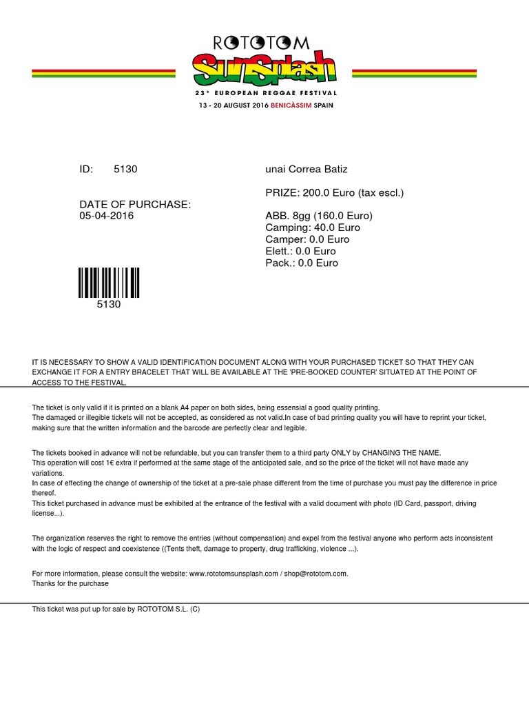 Festival Ticket Validity and Rules | PDF