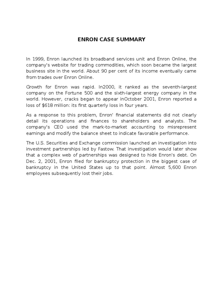 Enron Case Summary | PDF