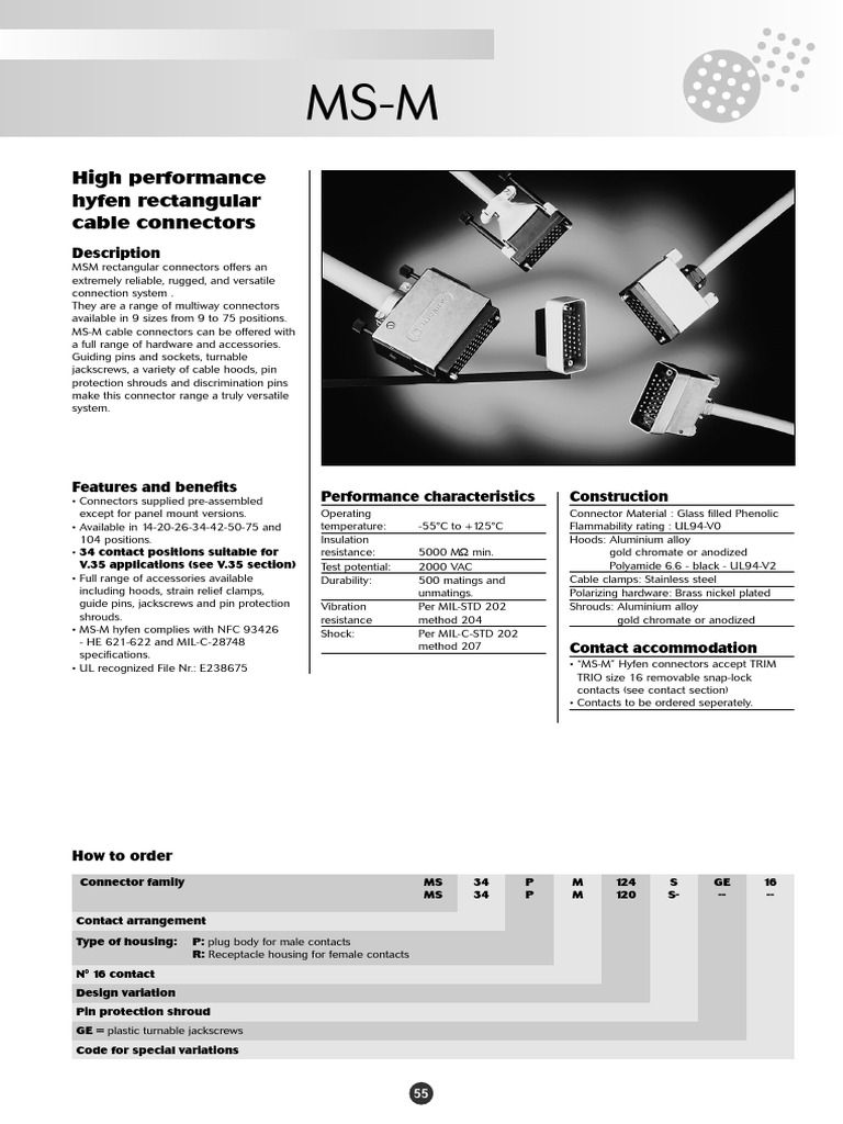MSM Rectangular Cable Connectors | PDF | Electrical Connector ...