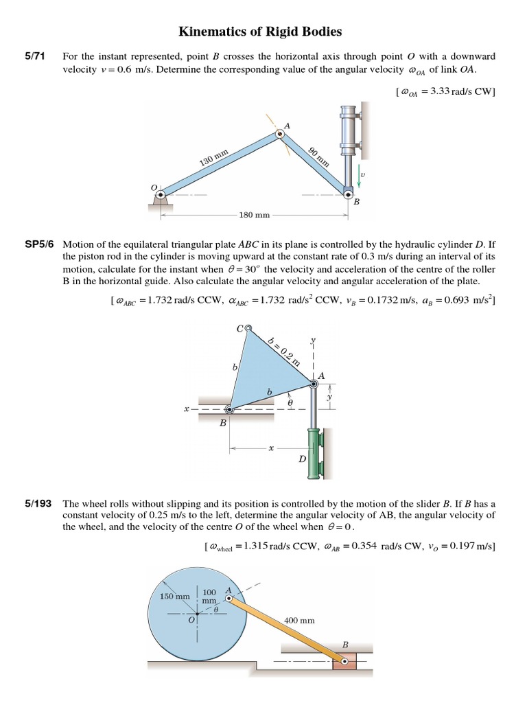 Kinematics of Rigid Bodies Problems