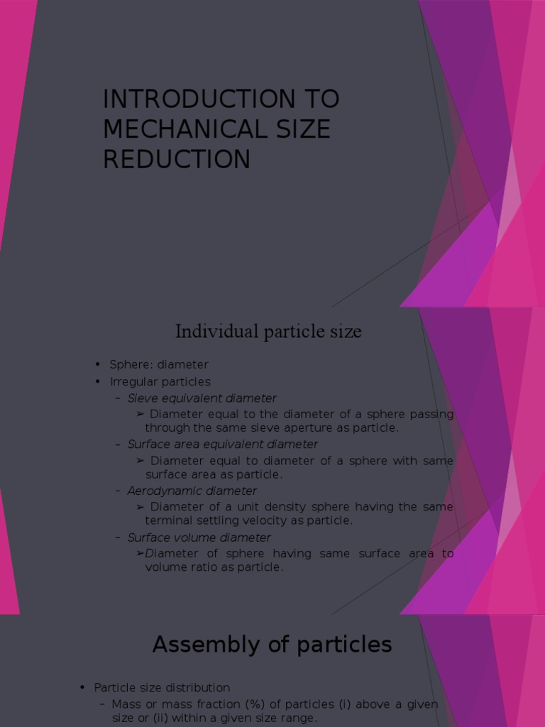 Introduction To Mechanical Size Reduction | PDF | Mill (Grinding ...