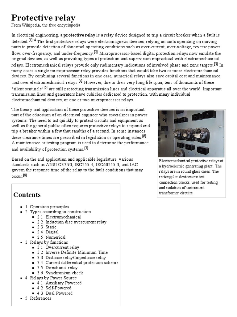 Protective Relay - Wikipedia, The Free Encyclopedia | PDF | Relay ...