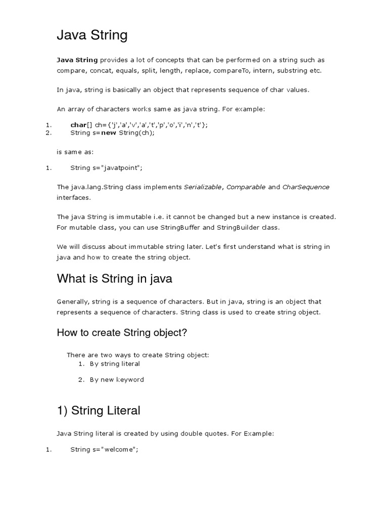Java String Pdf String Computer Science Method Computer Programming 