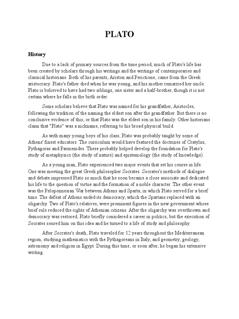 History of Plato | PDF | Plato | Socrates